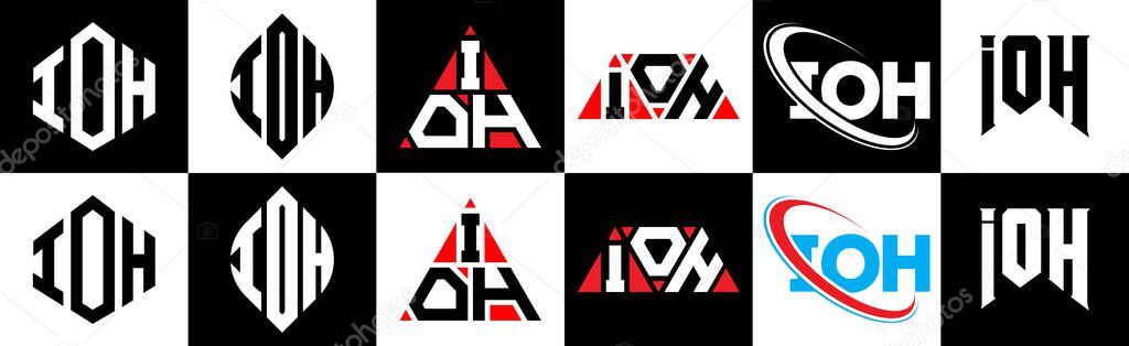 IOH letter logo design in six style. IOH polygon, circle, triangle ...