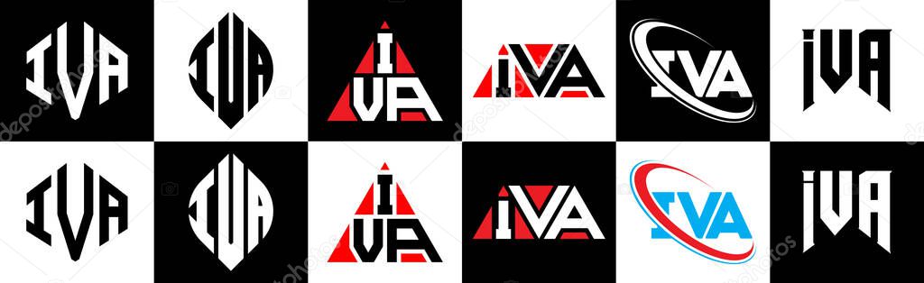 IVA letter logo design in six style. IVA polygon, circle, triangle ...