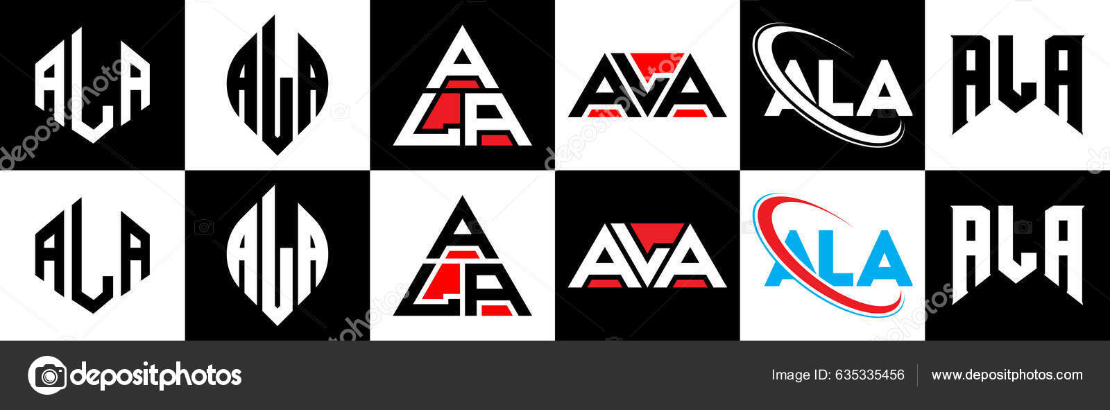Ala Letter Logo Design Six Style Ala Polygon Circle Triangle Stock ...