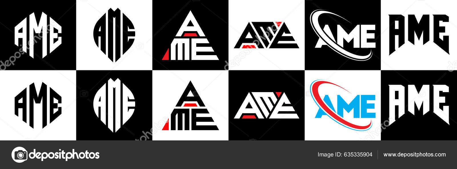 Ame Letter Logo Design Six Style Ame Polygon Circle Triangle Stock ...