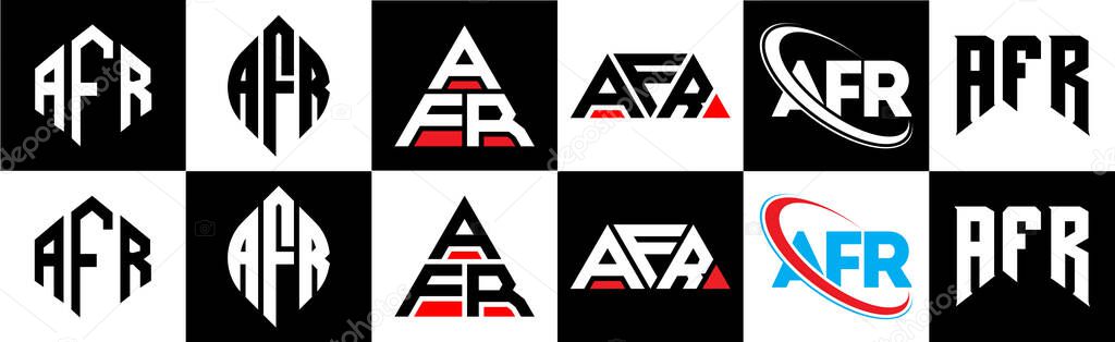 AFR letter logo design in six style. AFR polygon, circle, triangle ...