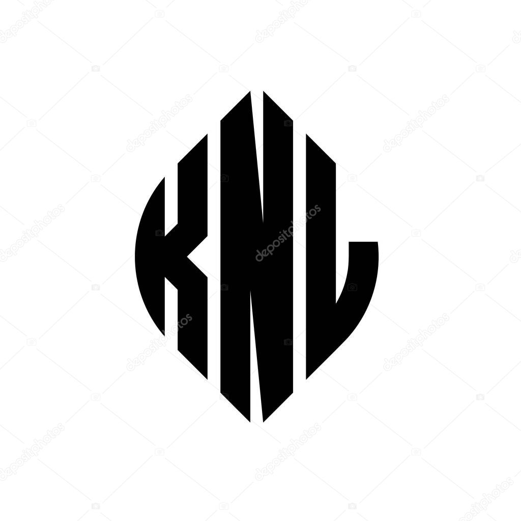 Diseño del logotipo de la letra del círculo KNL con forma de círculo y ...