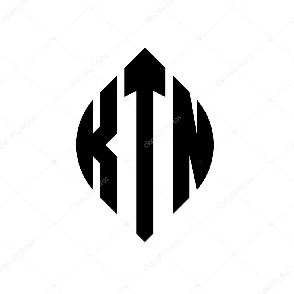 Diseño del logotipo de la letra del círculo KTN con forma de círculo y elipse. Letras elipse KTN ...