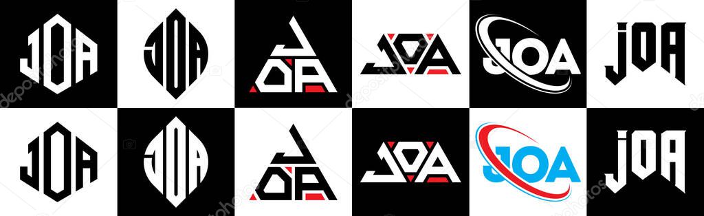 JOA letter logo design in six style. JOA polygon, circle, triangle ...
