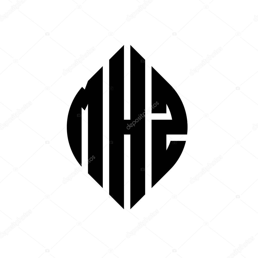 Diseño del logotipo de la letra del círculo MHZ con forma de círculo y ...