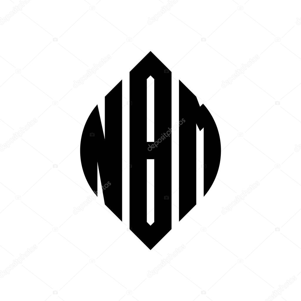 Diseño del logotipo de la letra del círculo NBM con forma de círculo y elipse. NBM elipse letras ...