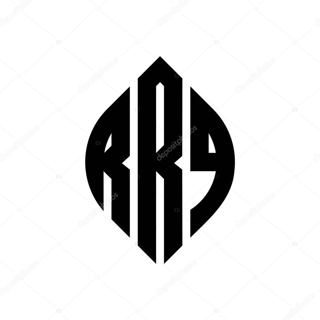 Diseño del logotipo de la letra del círculo RRQ con forma de círculo y ...