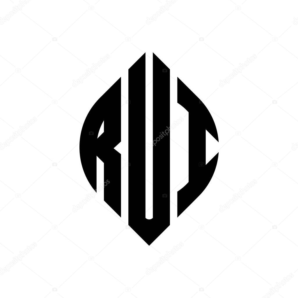 Diseño del logotipo de la letra del círculo RUI con forma de círculo y ...