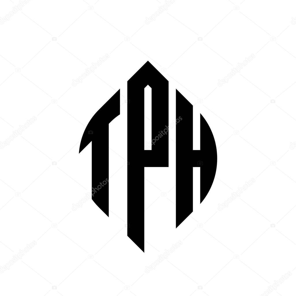 Diseño del logotipo de la letra del círculo TPH con forma de círculo y ...