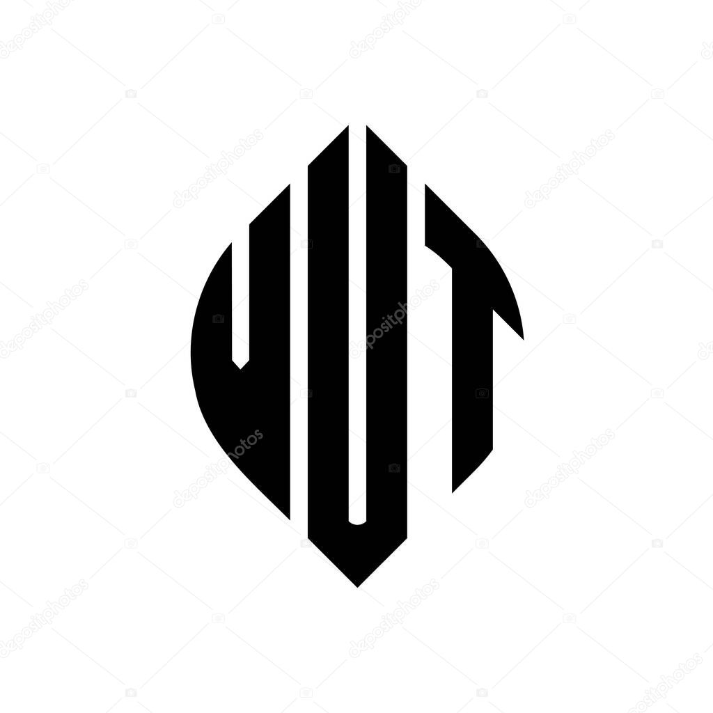 Diseño del logotipo de la letra del círculo VUT con forma de círculo y ...