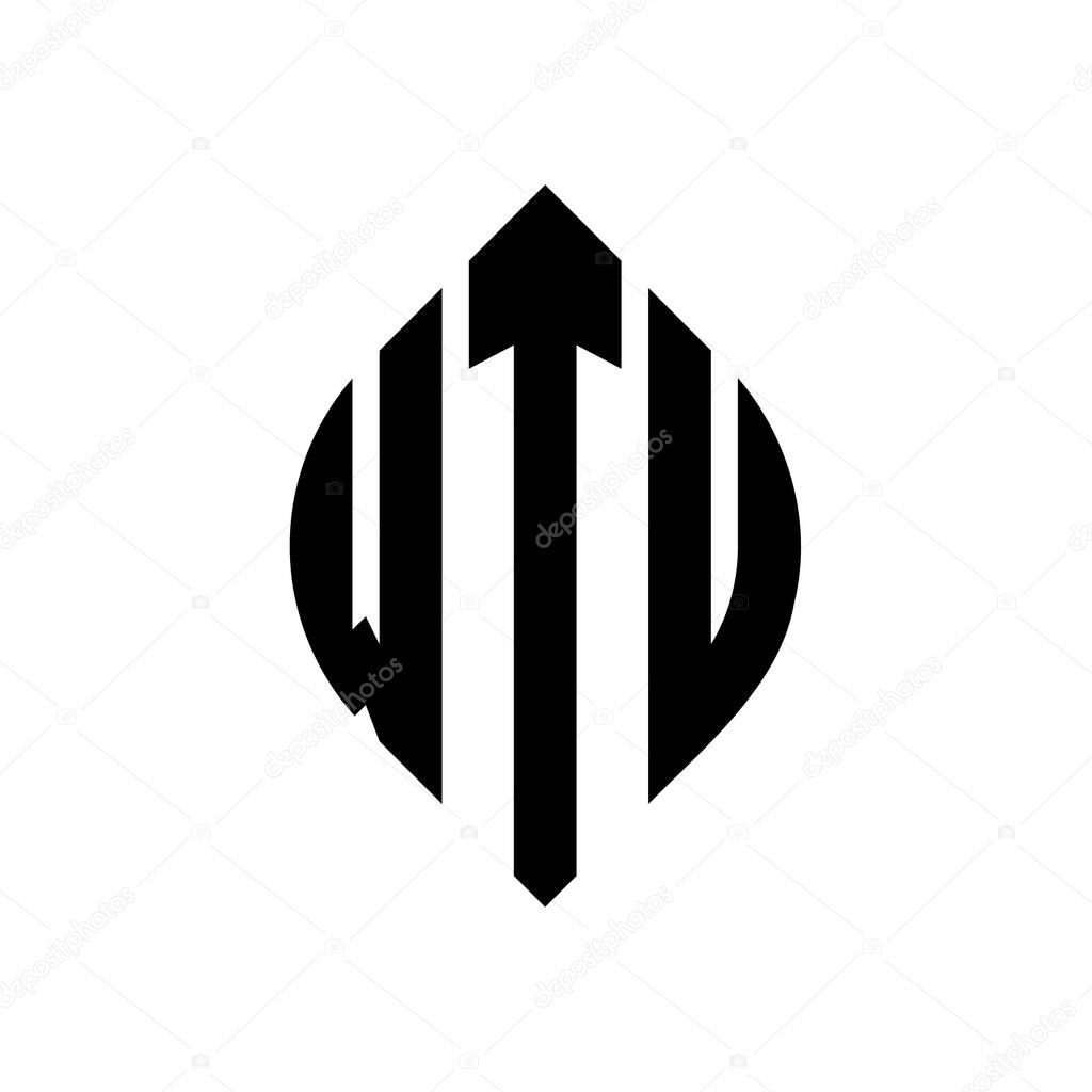 Diseño del logotipo de la letra del círculo WTU con forma de círculo y ...