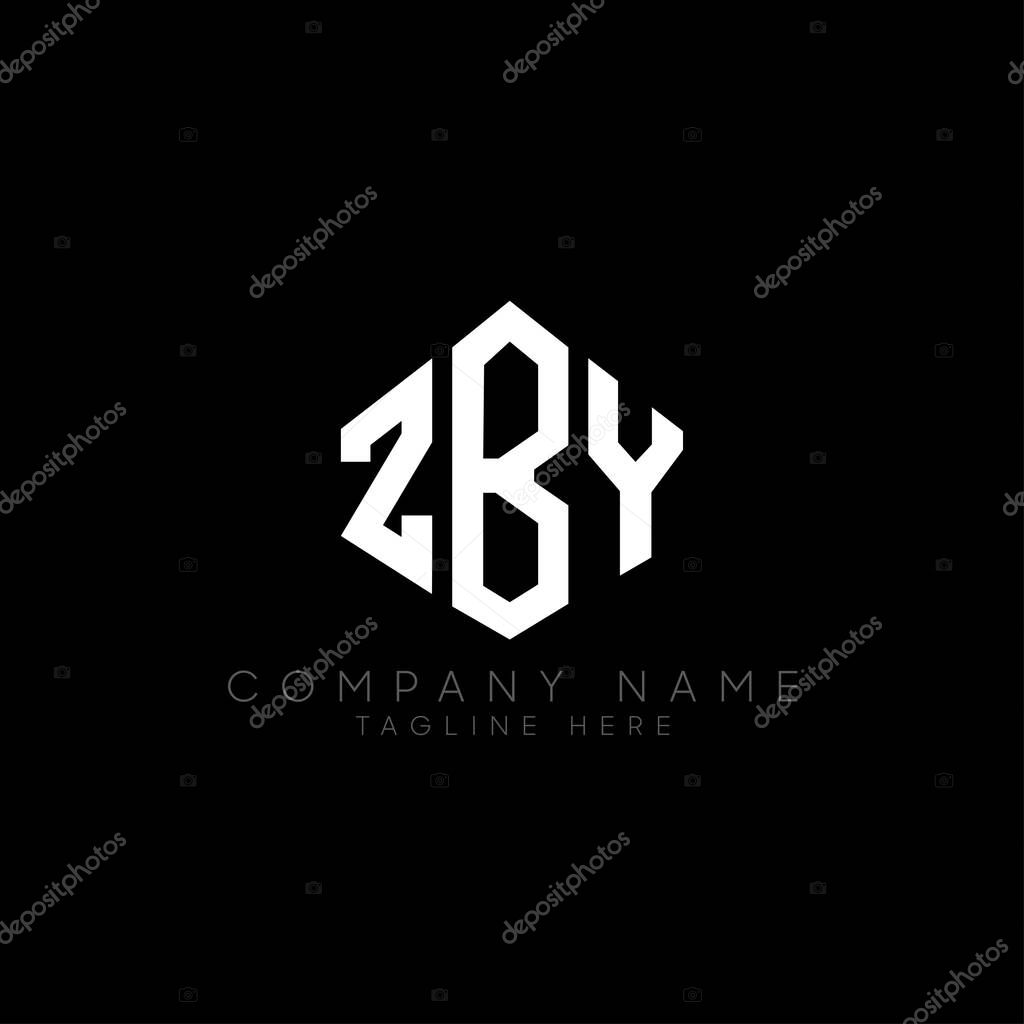 ZBY letter logo design with polygon shape. ZBY polygon and cube shape ...