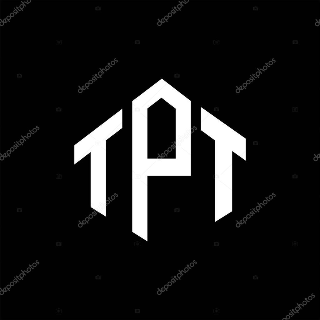Diseño del logotipo de la letra TPT con forma de polígono. Diseño de ...