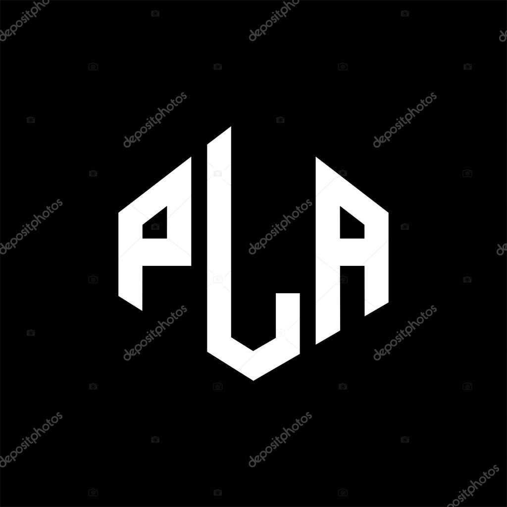 PLA letter logo design with polygon shape. PLA polygon and cube shape ...