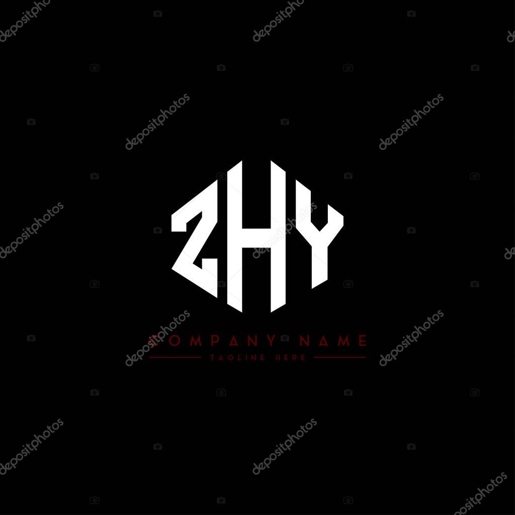 ZHY letter logo design with polygon shape. ZHY polygon and cube shape logo design. ZHY hexagon ...