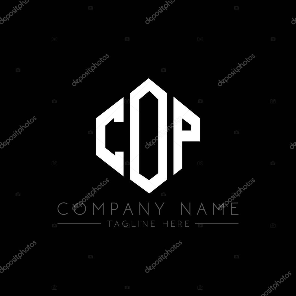 COP letter logo design with polygon shape. COP polygon and cube shape ...