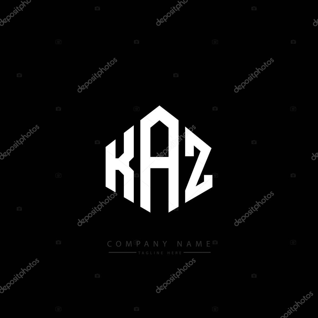 KAZ letter logo design with polygon shape. KAZ polygon and cube shape ...