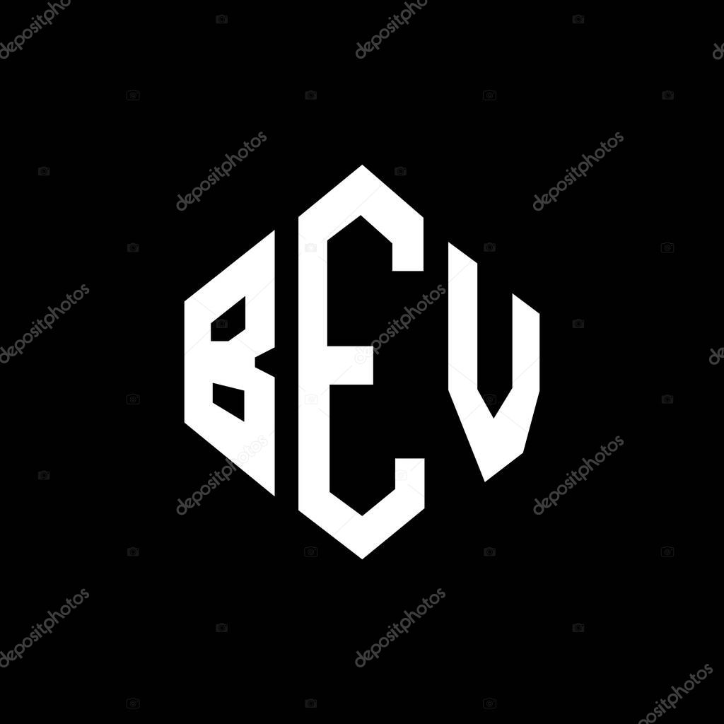 BEV letter logo design with polygon shape. BEV polygon and cube shape ...