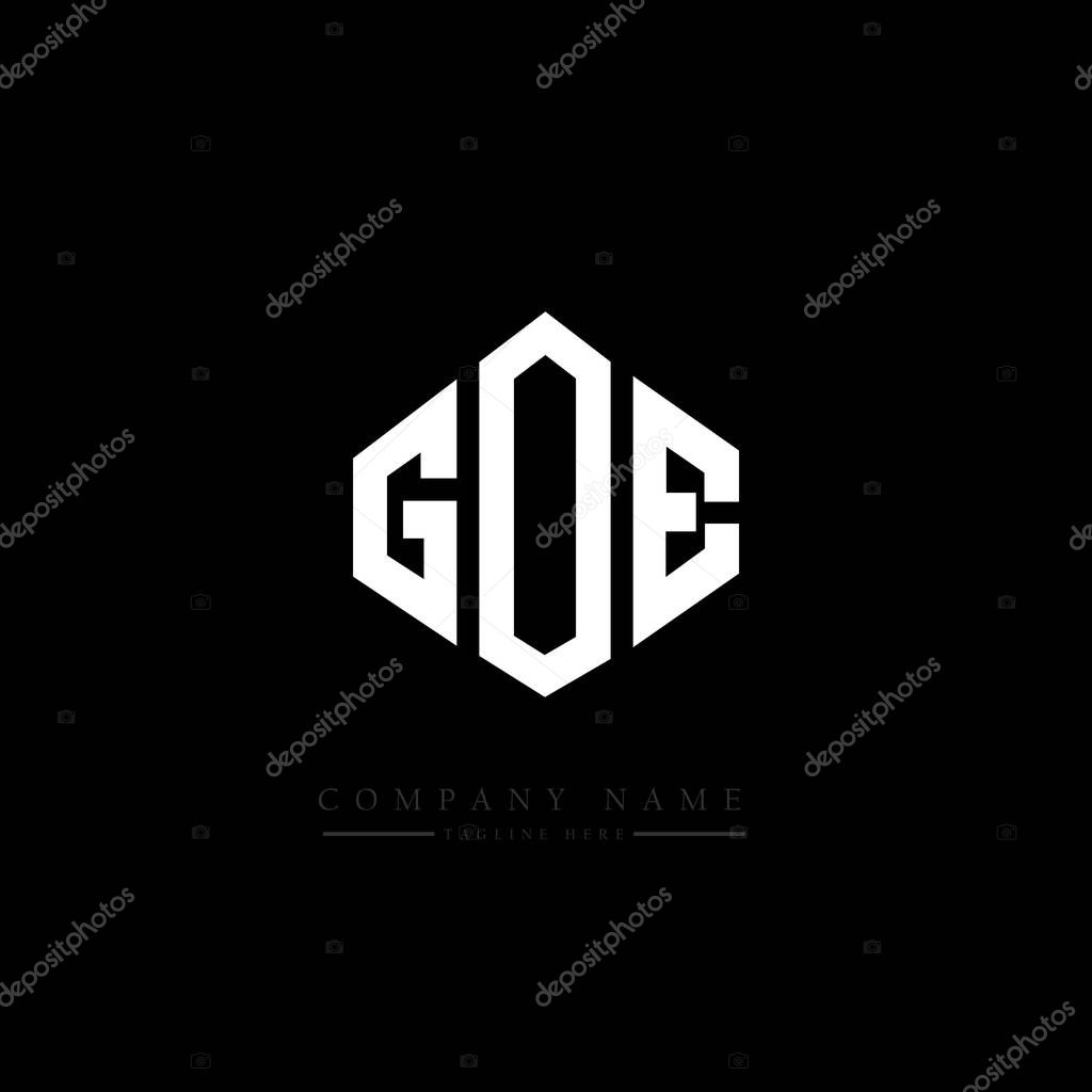 Diseño del logotipo de la letra GOE con forma de polígono. GOE diseño ...