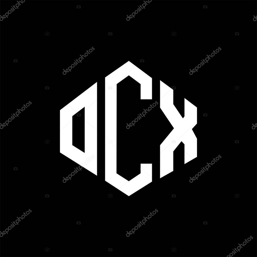 OCX letter logo design with polygon shape. OCX polygon and cube shape logo design. OCX hexagon ...
