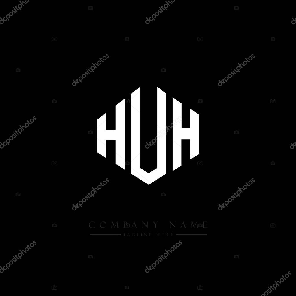 HUH letter logo design with polygon shape. HUH polygon and cube shape ...