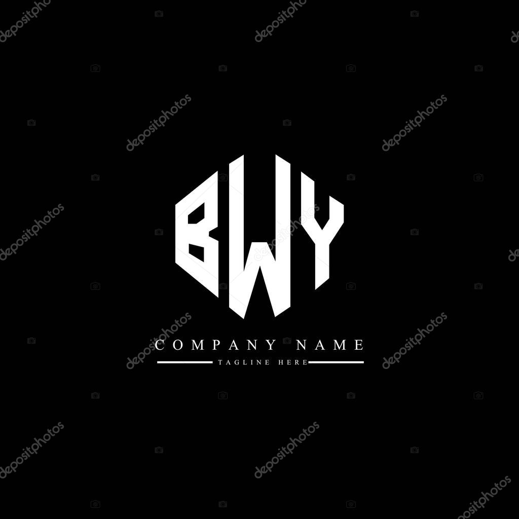 Diseño del logotipo de la letra BWY con forma de polígono. Diseño de ...