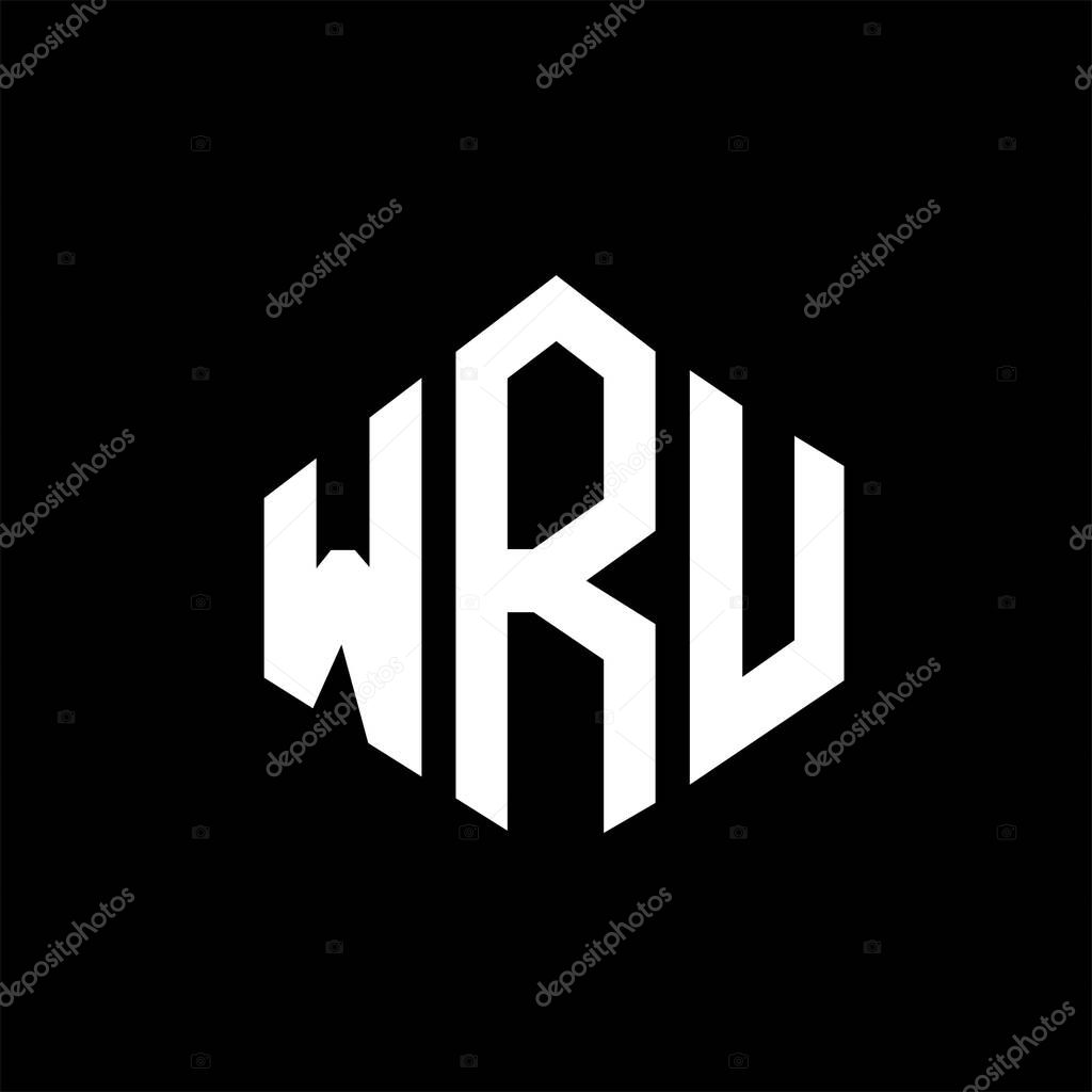 WRU letter logo design with polygon shape. WRU polygon and cube shape ...