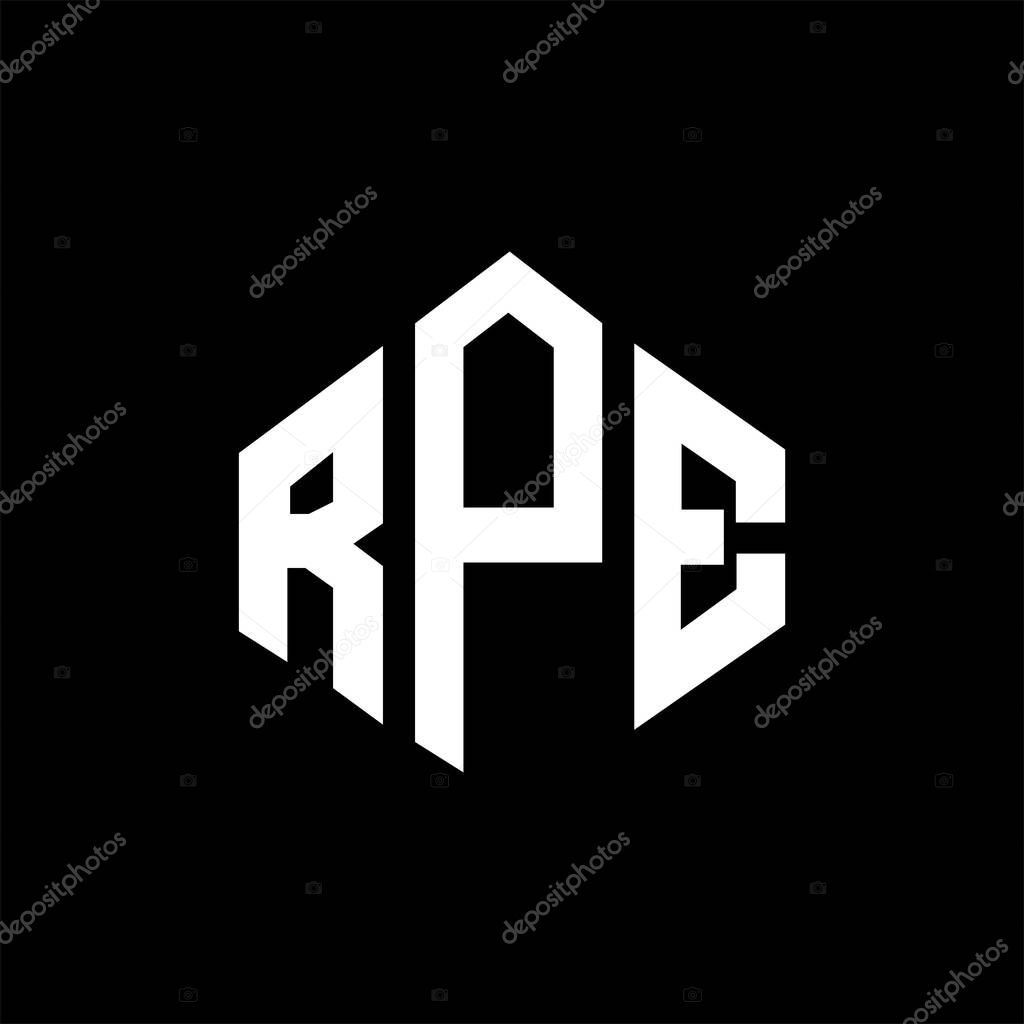 RPE letter logo design with polygon shape. RPE polygon and cube shape ...