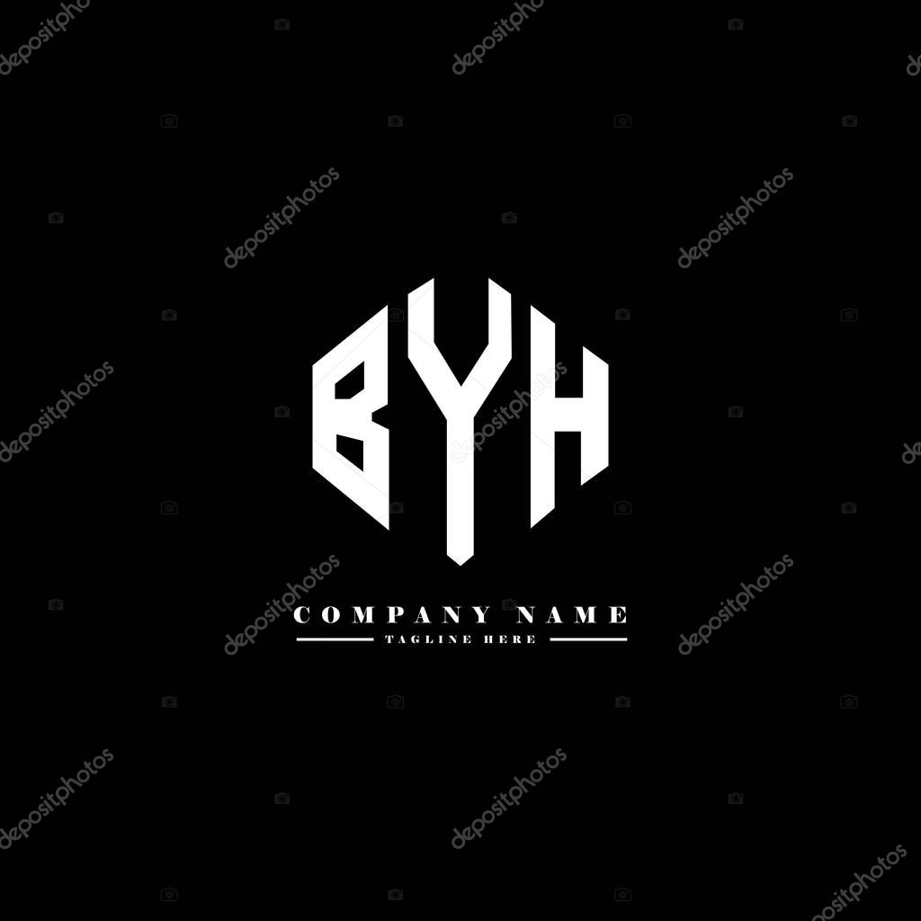 BYH letter logo design with polygon shape. BYH polygon and cube shape ...