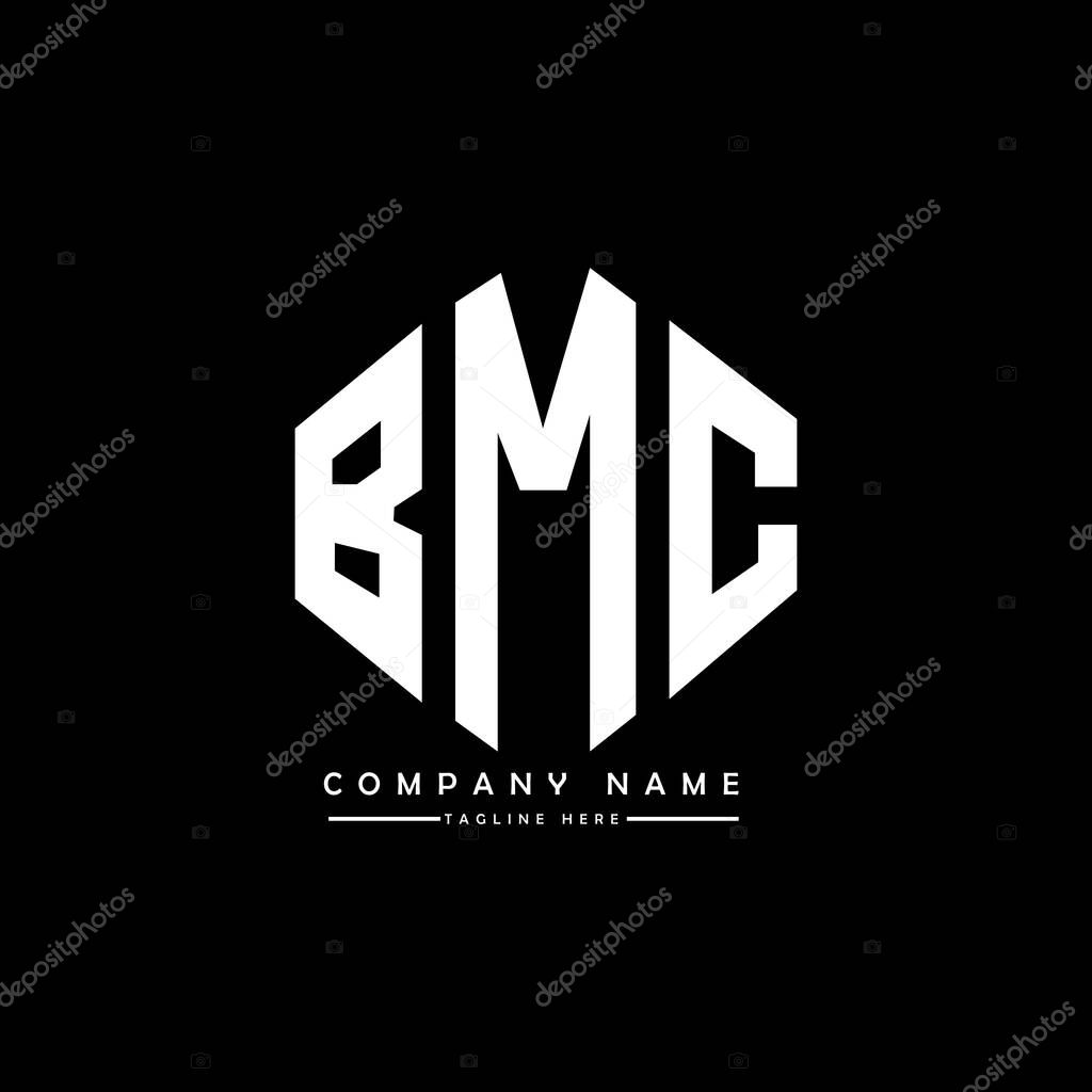 BMC letter logo design with polygon shape. BMC polygon and cube shape ...
