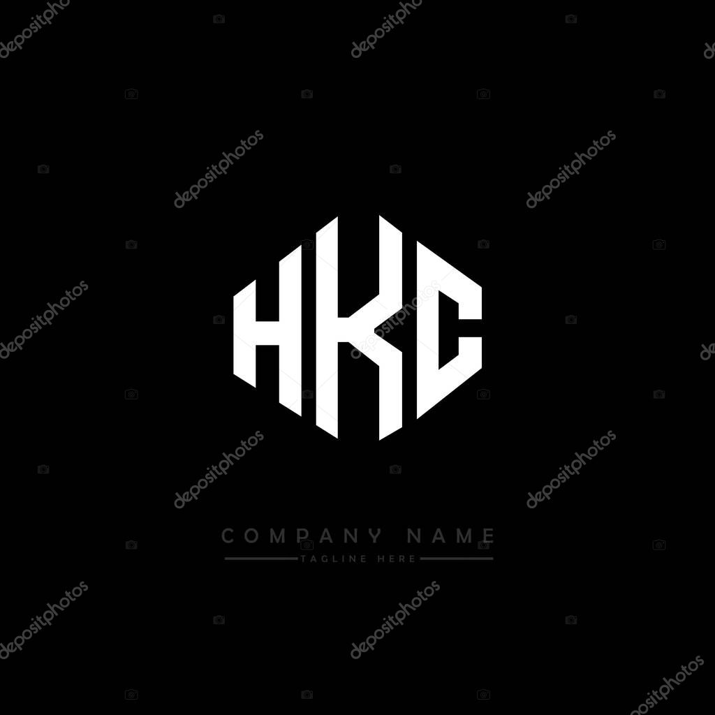 HKC letter logo design with polygon shape. HKC polygon and cube shape ...