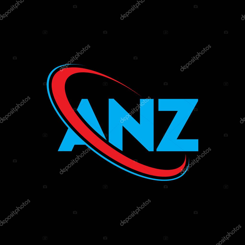 Logo ANZ. Carta de ANZ. Diseño del logotipo de la letra ANZ. Logotipo ...