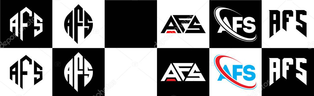 AFS letter logo design in six style. AFS polygon, circle, triangle ...