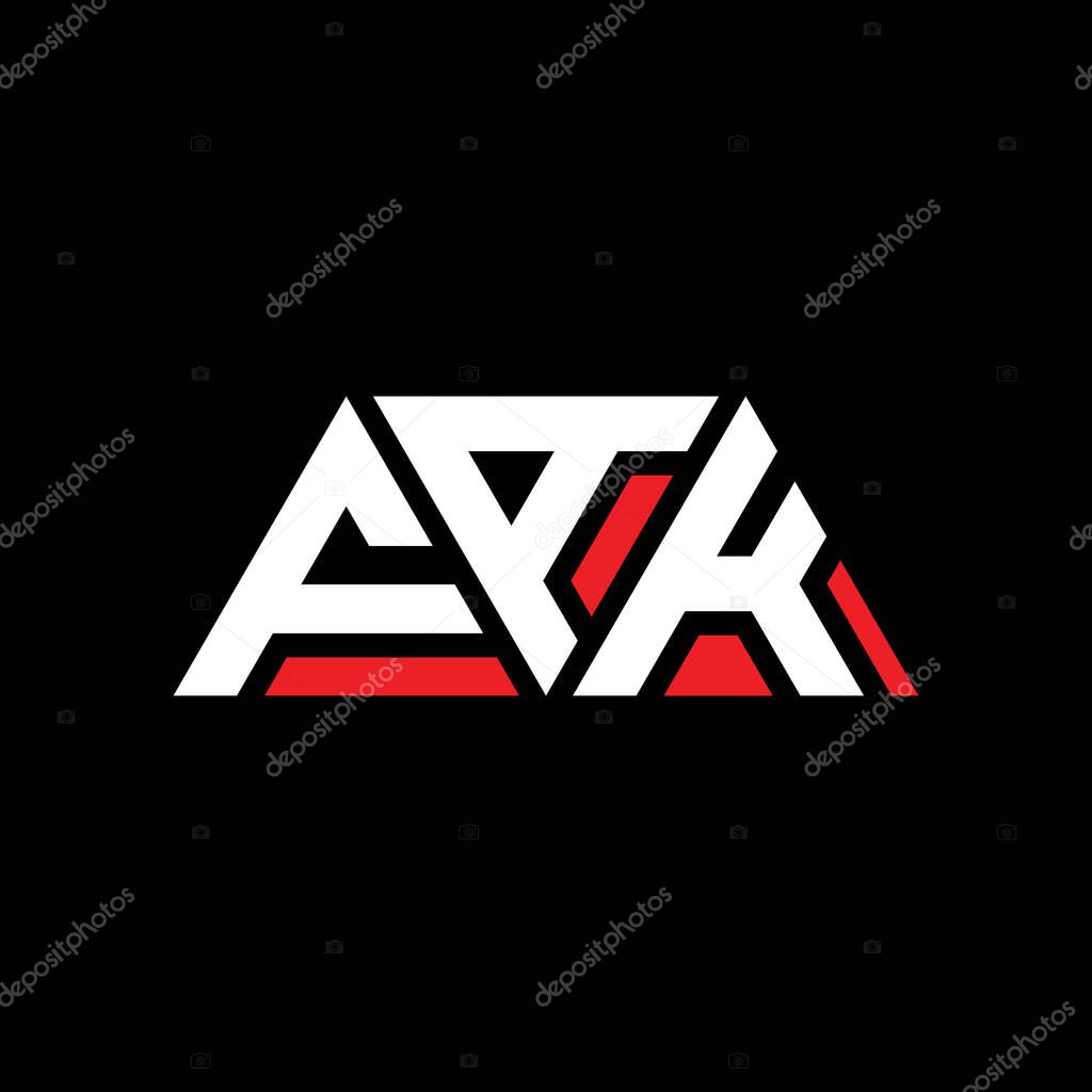 Diseño del logotipo de letra de triángulo FAK con forma de triángulo ...