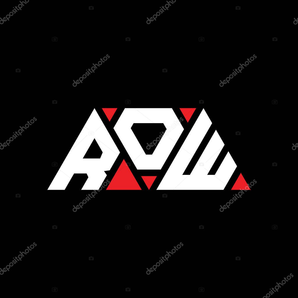 Diseño del logotipo de la letra del triángulo ROW con forma de ...