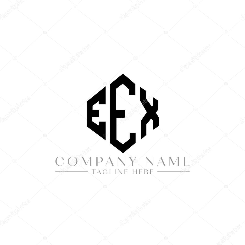EEX letter logo design with polygon shape. EEX polygon and cube shape logo design. EEX hexagon ...