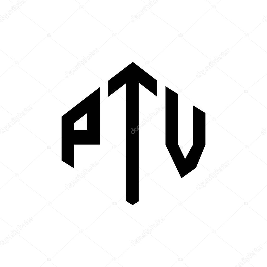 PTV letter logo design with polygon shape. PTV polygon and cube shape ...