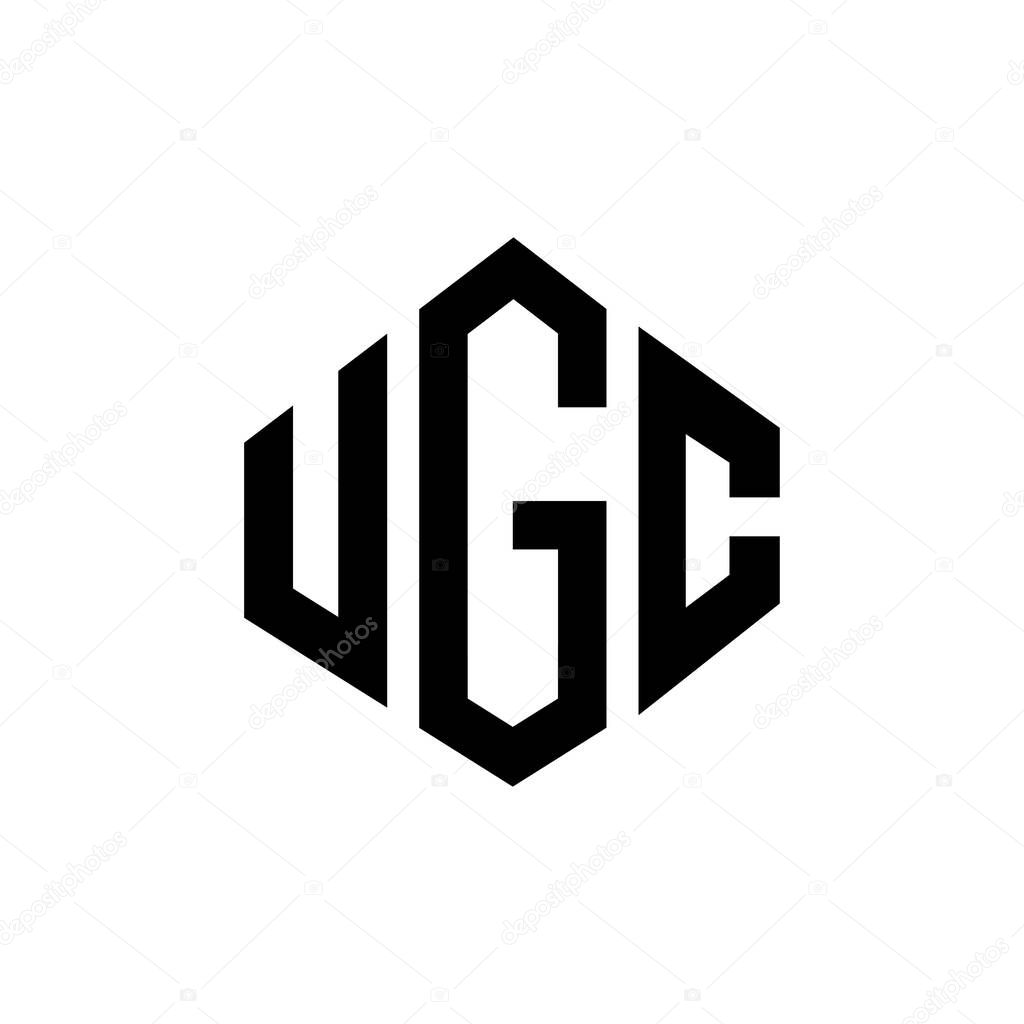Diseño del logotipo de la letra UGC con forma de polígono. Diseño del ...