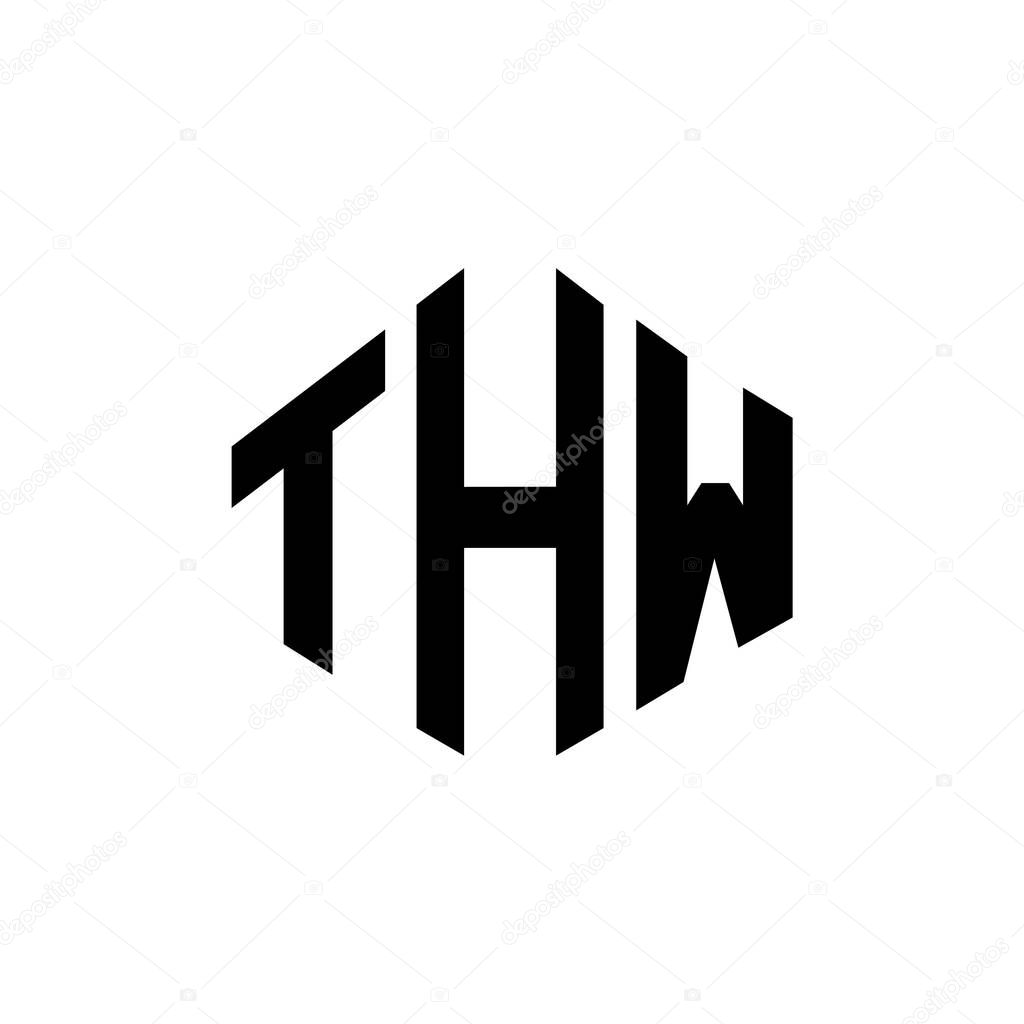 THW letter logo design with polygon shape. THW polygon and cube shape ...