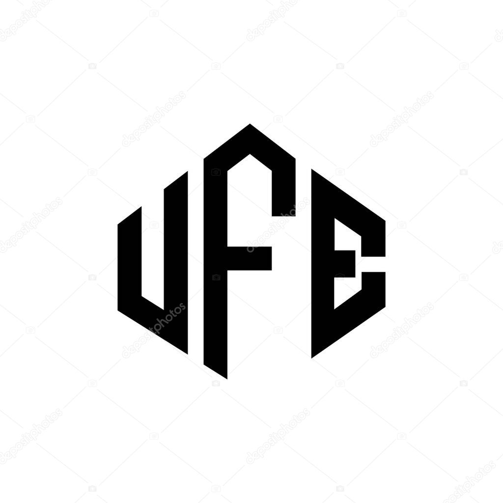 UFE letter logo design with polygon shape. UFE polygon and cube shape ...