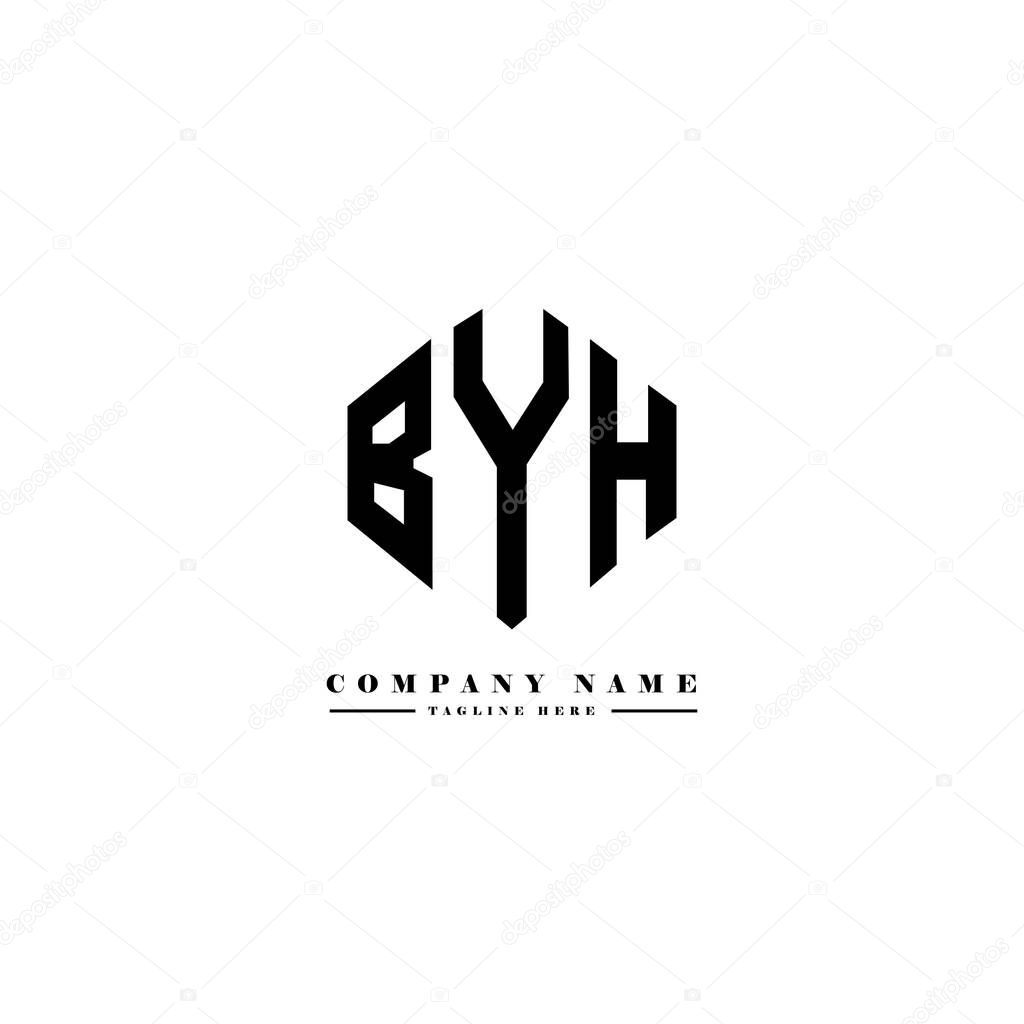 BYH letter logo design with polygon shape. BYH polygon and cube shape ...