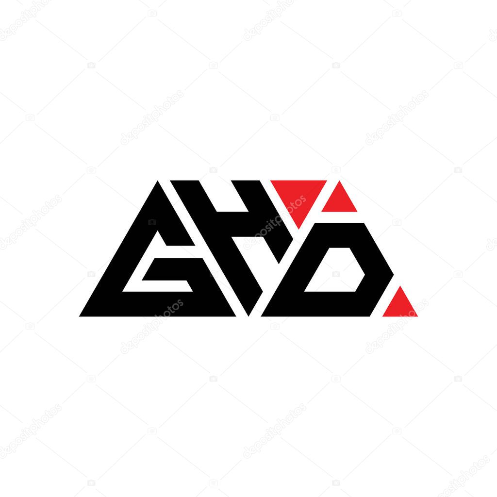 Diseño de logotipo de letra de triángulo GHD con forma de triángulo. Monograma de diseño del ...