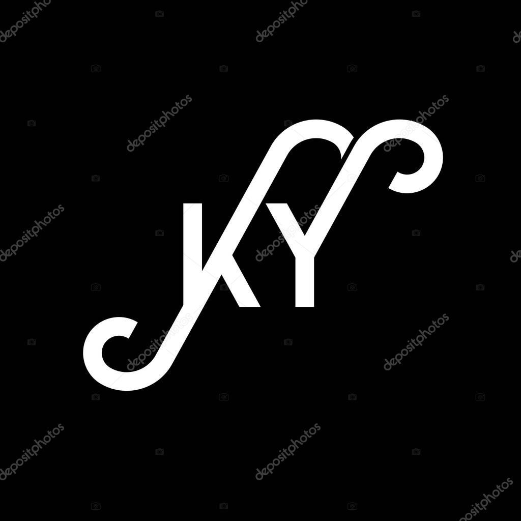 Diseño del logotipo de la letra KY sobre fondo negro. KY iniciales ...