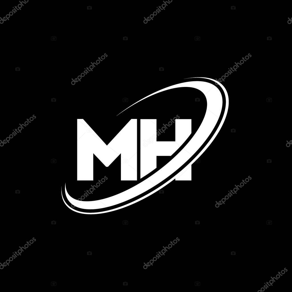 Diseño del logotipo de la letra MH M H. Letra inicial MH círculo vinculado en mayúsculas ...