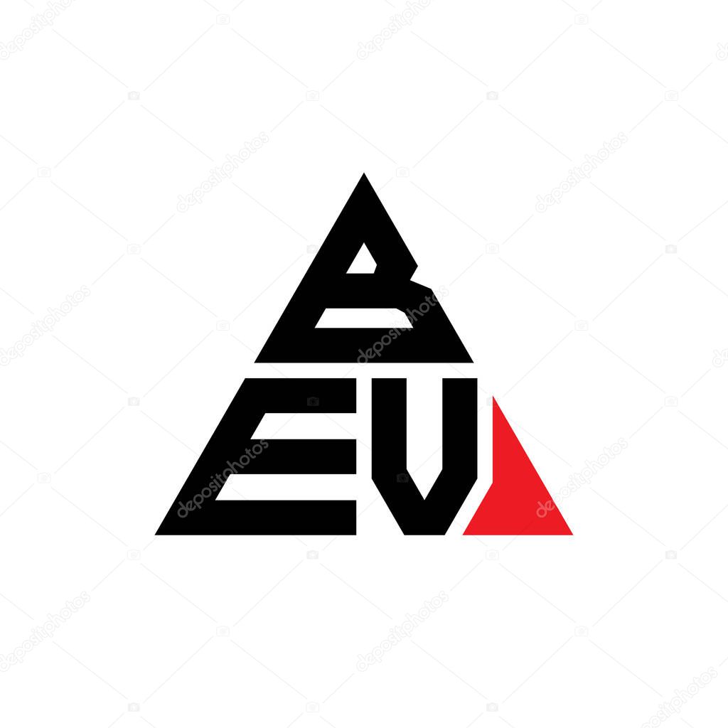 Diseño del logotipo de letra de triángulo BEV con forma de triángulo ...