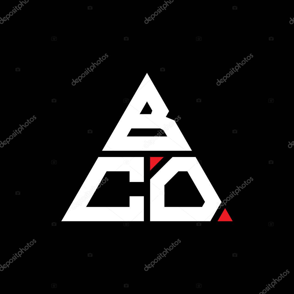 BCO diseño de logotipo de letra triangular con forma de triángulo. BCO monograma de diseño de ...