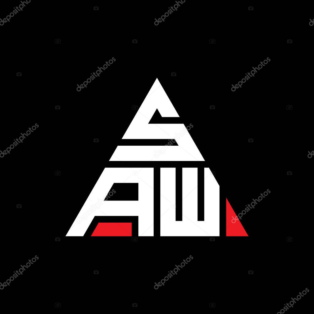 Diseño del logotipo de letra de triángulo SAW con forma de triángulo. Diseño del logotipo del ...