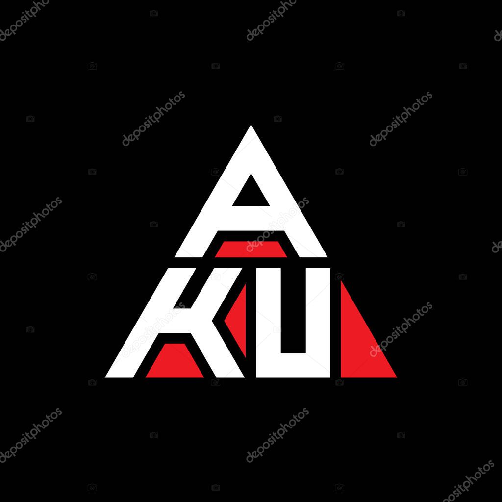 Diseño del logotipo de la letra del triángulo AKU con forma de ...