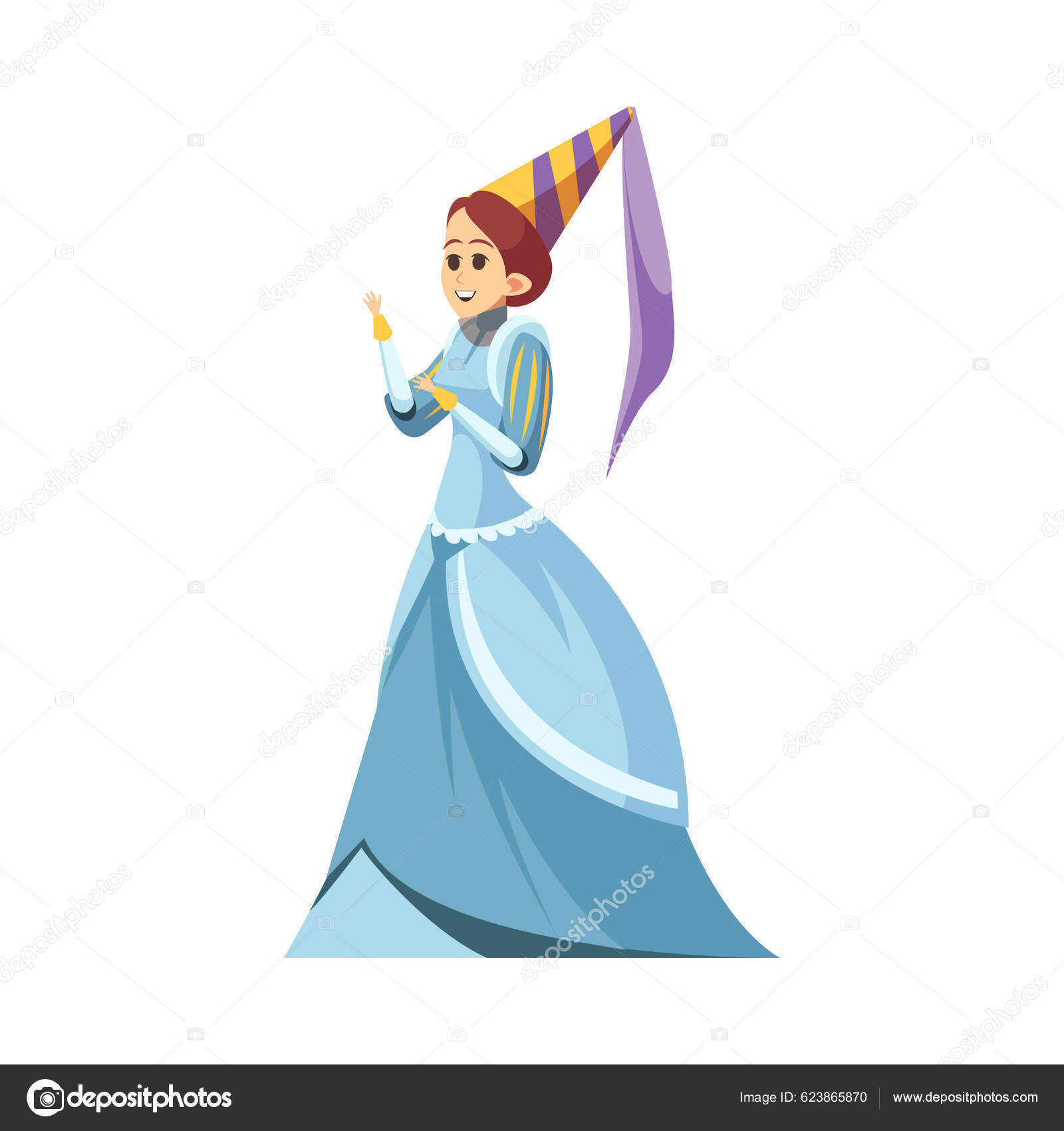 Cartoon Happy Medieval Woman White Background Vector Illustration Stock ...