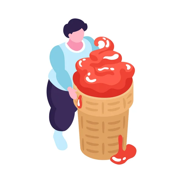 Composición De Glotonería De Comer En Exceso Isométrica Con Caracteres
